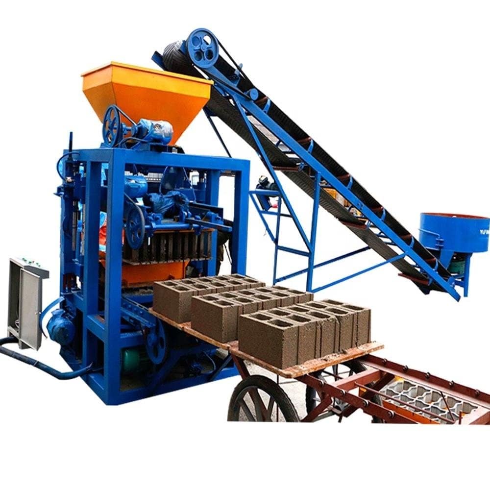 QT4-24 Semi-automatic Concrete Cement Bricks Machine - Block making ...